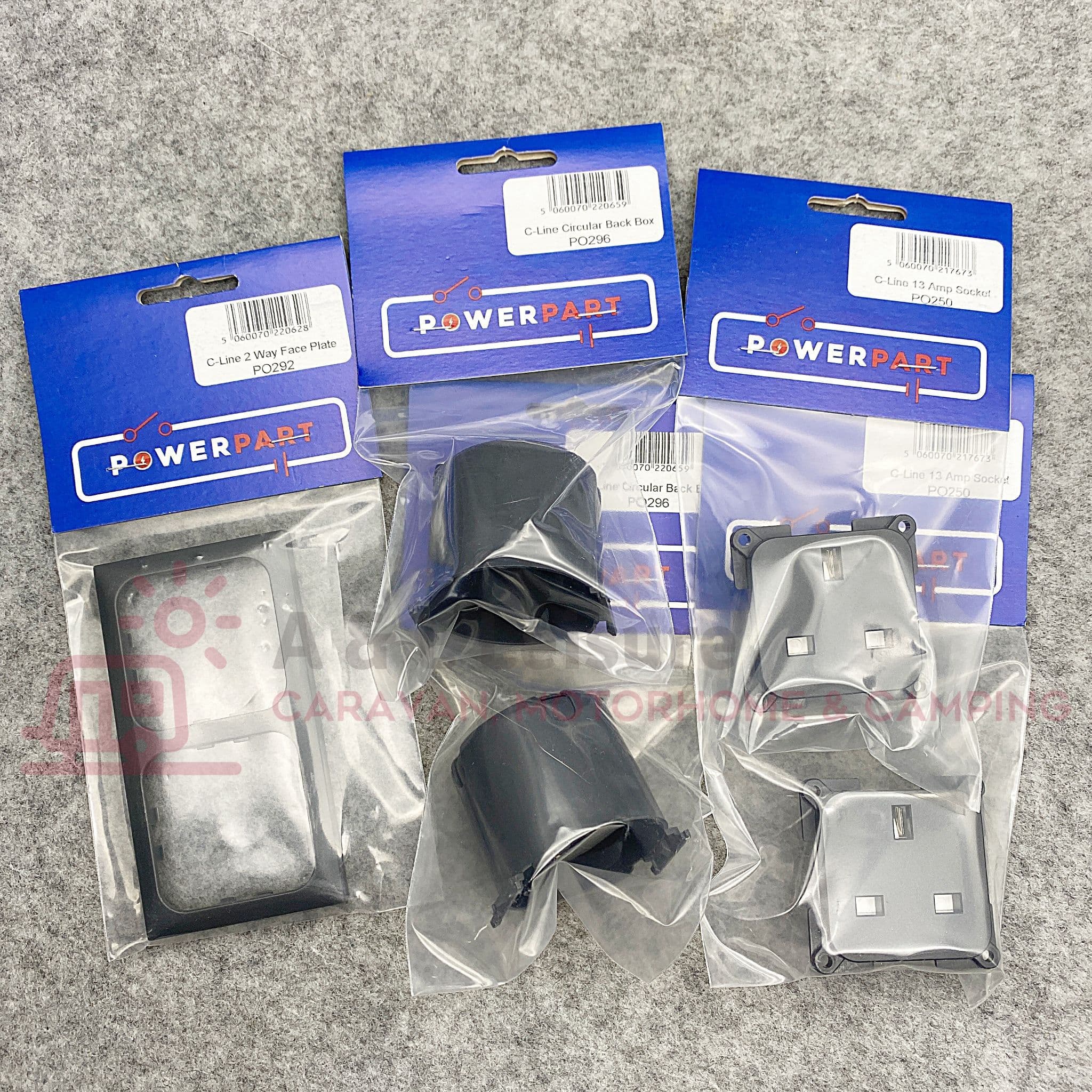 CBE C-Line 13a - 240V 2-Way Socket Faceplate & Back Box Dark Grey - CSM ...